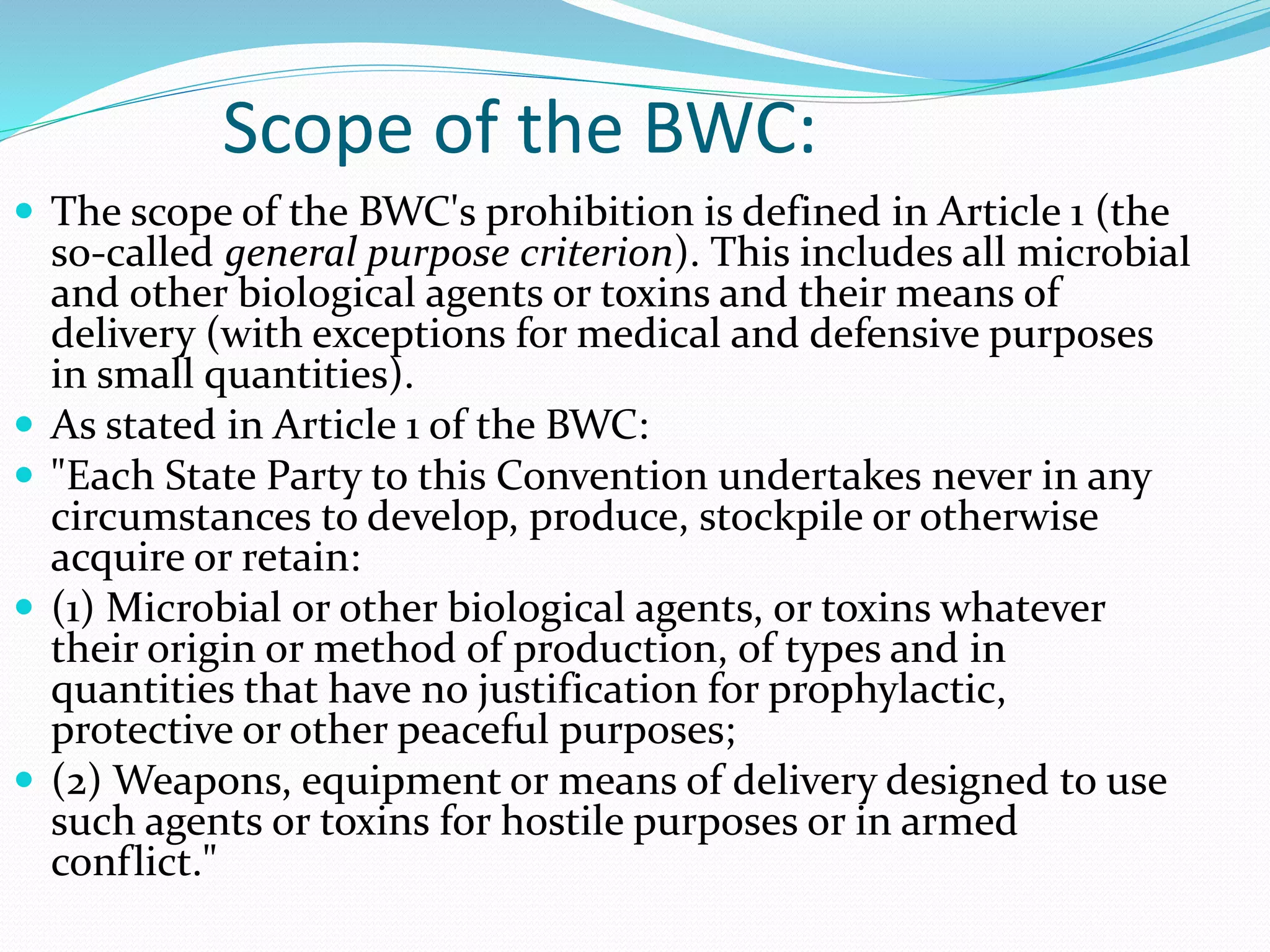 biological weapon convention, | PPTX