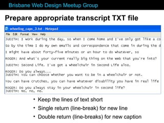 WCAG 2 and Multi-media - transcript, caption, translate | PPT