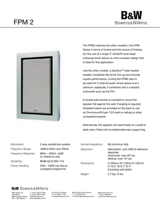 Bw fpm2 fiche produit | PDF