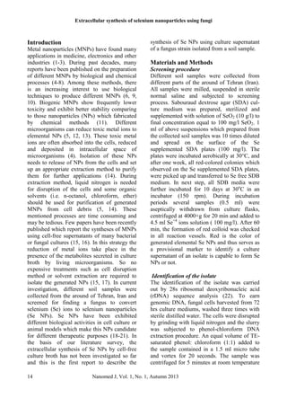 Isolation and characterization of a fungus for extracellular synthesis ...