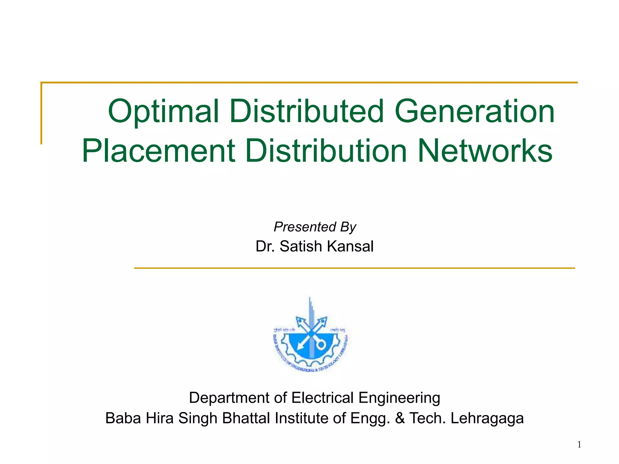 Distributed generation placement | PPT | Power and Energy Industry | Industries