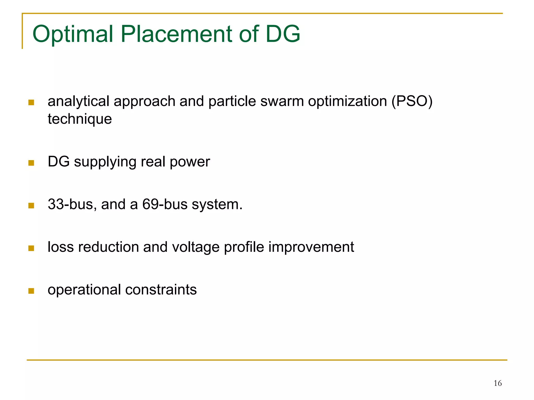Distributed generation placement | PPT | Power and Energy Industry | Industries