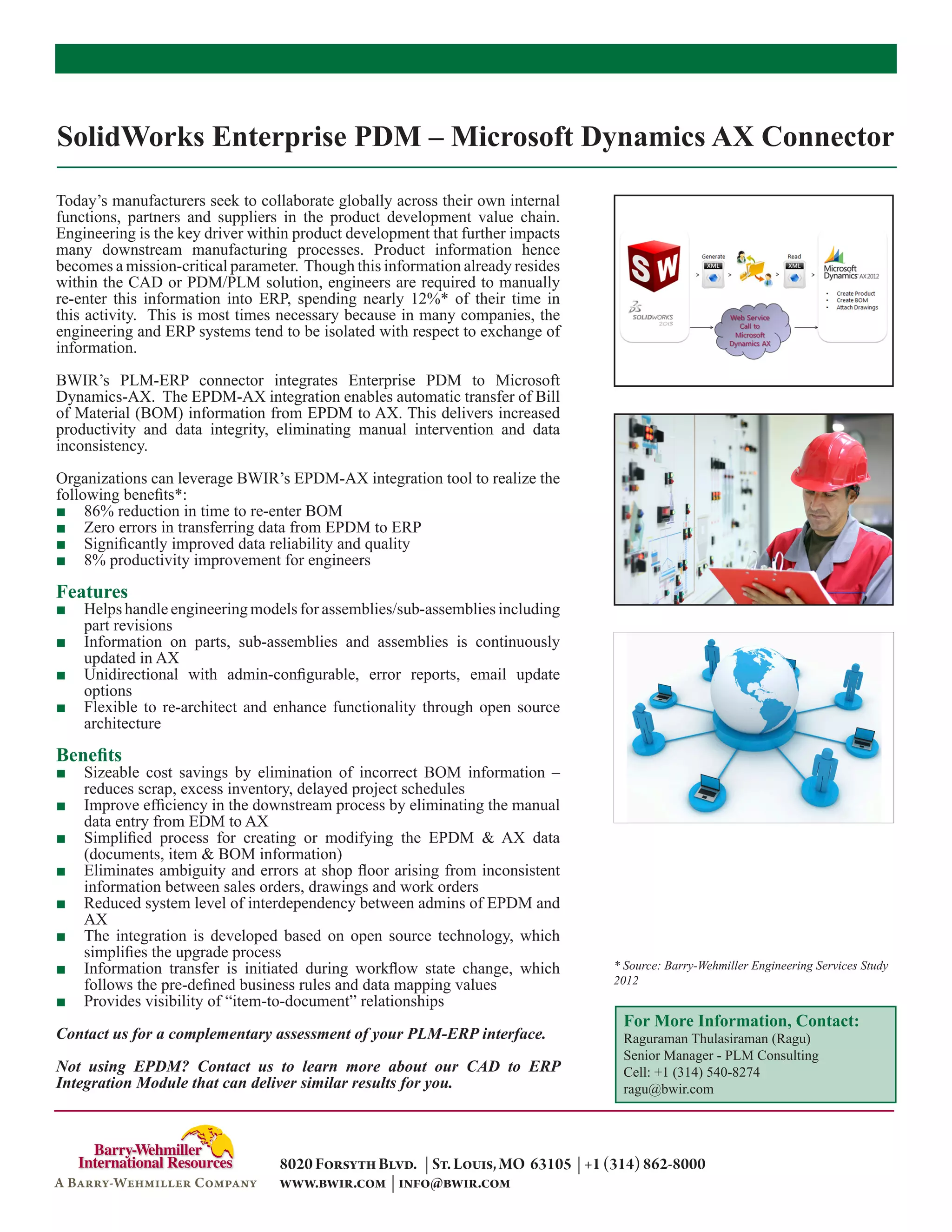 BWIR's SolidWorks Enterprise PDM Microsoft AX ERP Connector | PDF
