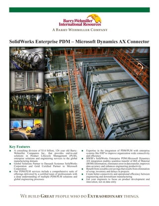 BWIR's SolidWorks Enterprise PDM Microsoft AX ERP Connector | PDF