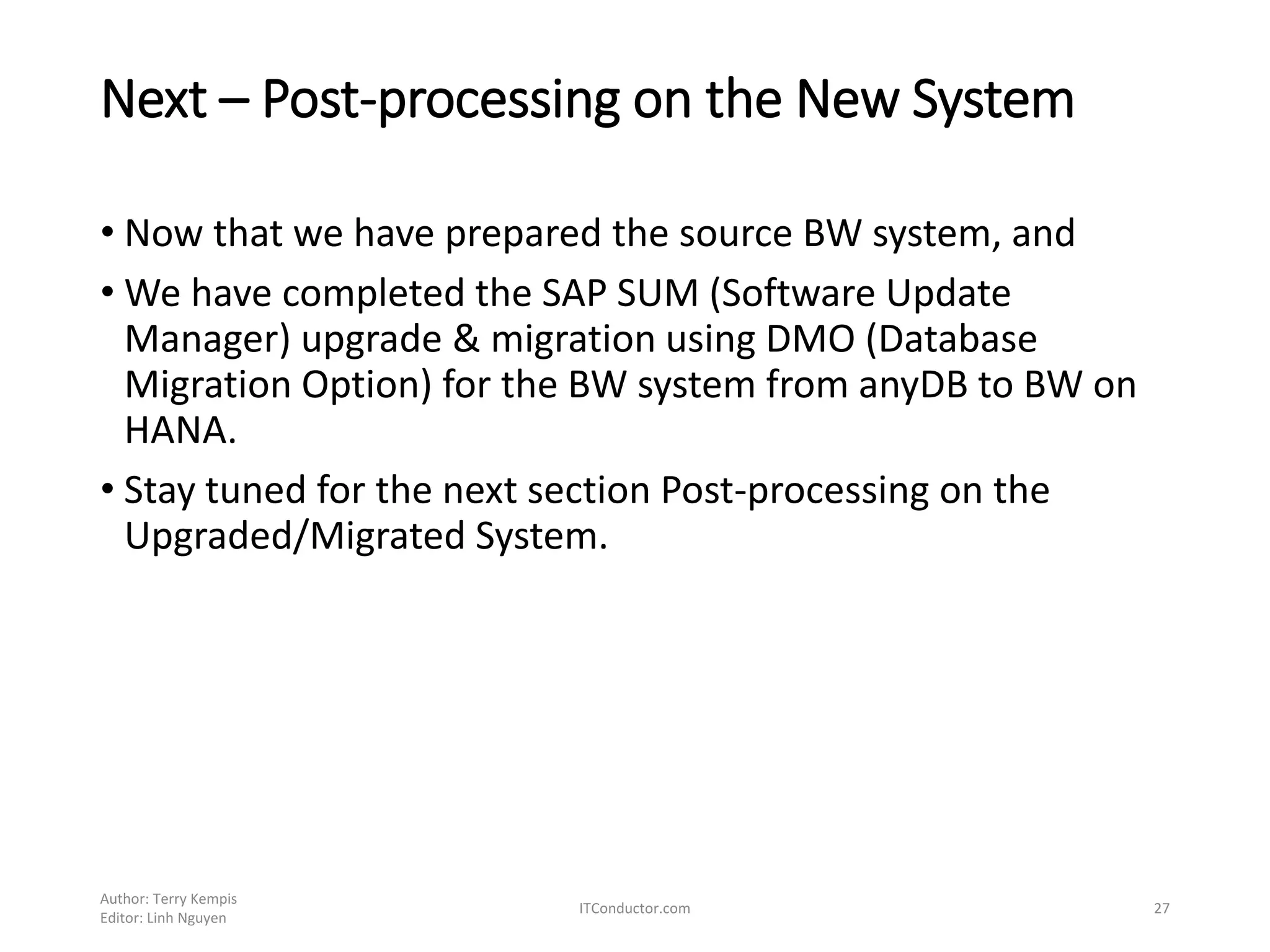 Bw Migration To Hana Part 2 Sum Dmo Tool For Sap Upgrade And Migration