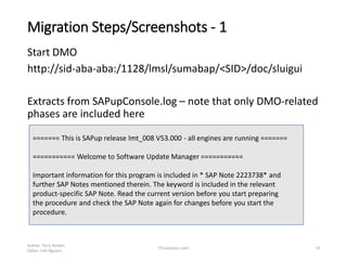 BW Migration to HANA Part 2 - SUM DMO Tool for SAP Upgrade & Migration | PDF