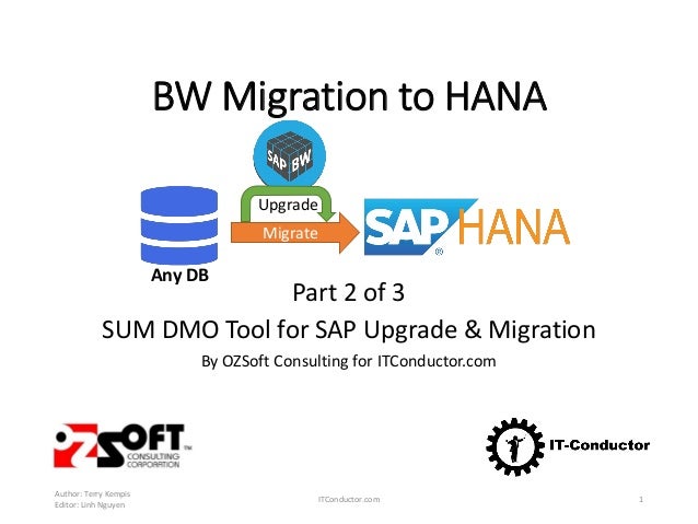 Bw Migration To Hana Part 2 Sum Dmo Tool For Sap Upgrade And Migration 