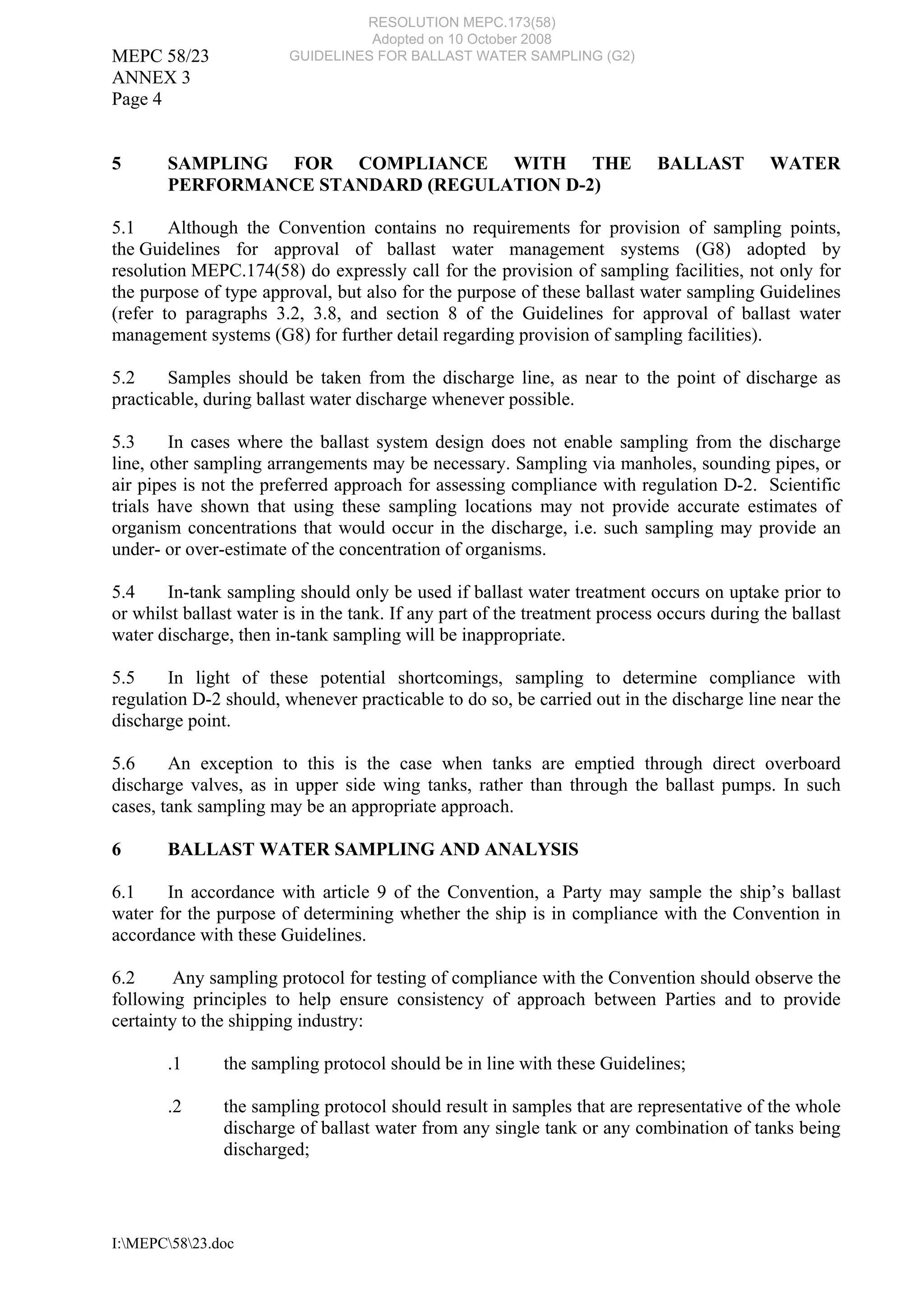 Bwm sampling guidelines | PDF