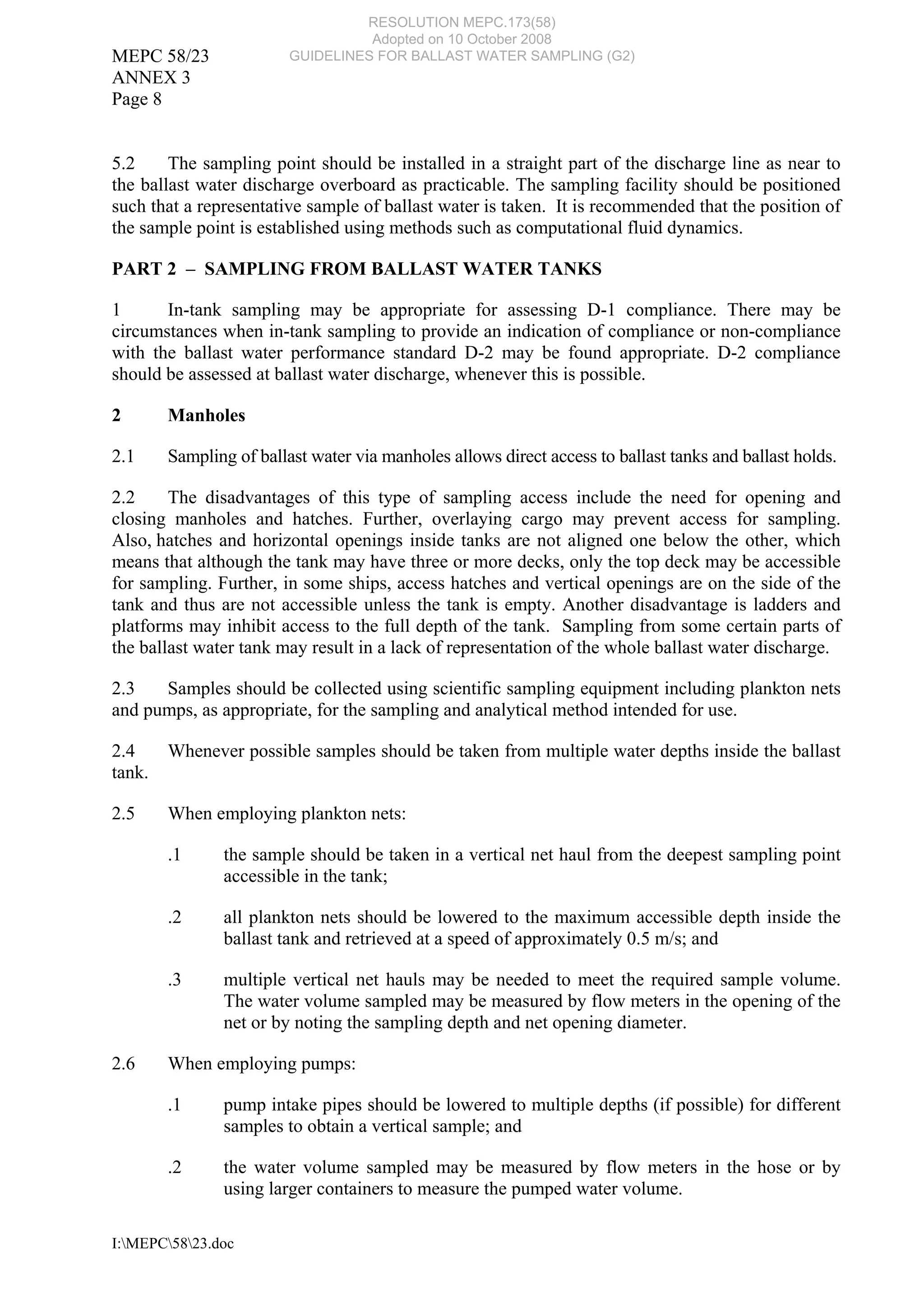 Bwm sampling guidelines | PDF