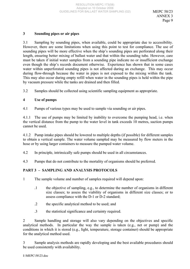 Bwm sampling guidelines | PDF