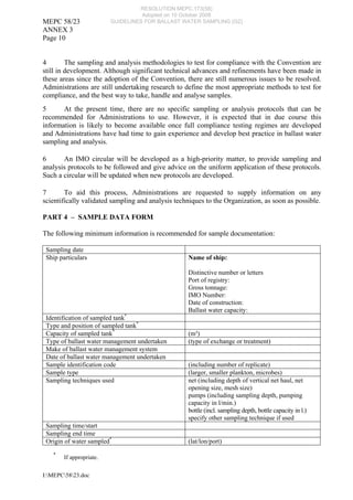 Bwm sampling guidelines | PDF