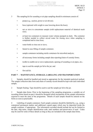 Bwm sampling guidelines | PDF