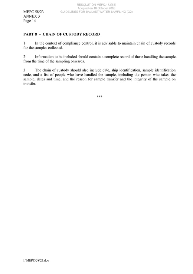 Bwm sampling guidelines | PDF