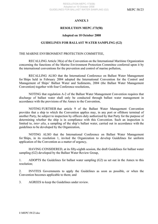 Bwm sampling guidelines | PDF