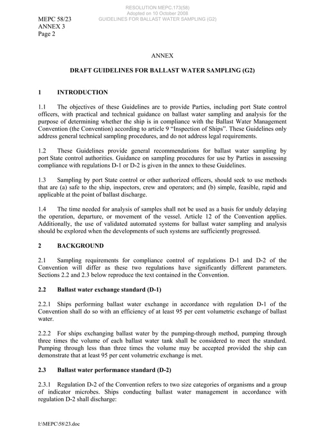 Bwm sampling guidelines | PDF