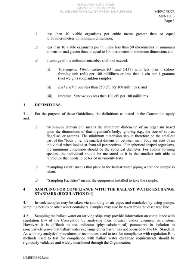 Bwm sampling guidelines | PDF