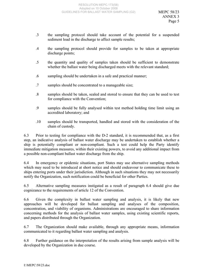 Bwm sampling guidelines | PDF