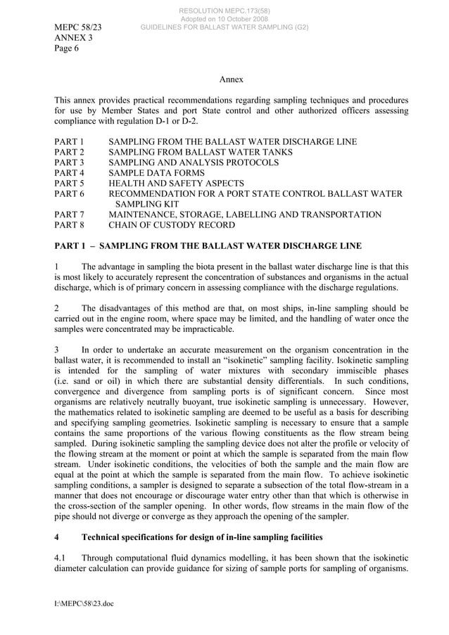 Bwm sampling guidelines | PDF