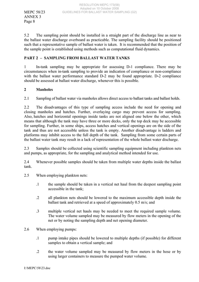 Bwm sampling guidelines | PDF