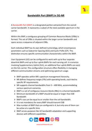 Bandwidth Part (BWP) in 5G-NR | TechLTE World | PDF