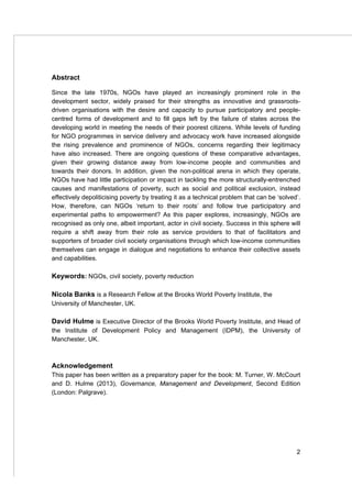 The role of NGOs and civil society in development and poverty reduction ...
