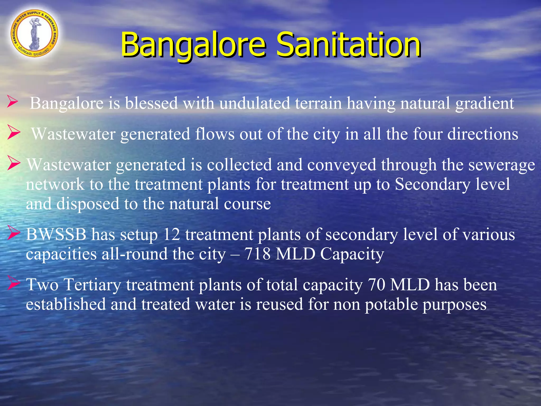 BWSSB presentation - Water Supply Realities Bnagalore | PPT