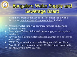 BWSSB presentation - Water Supply Realities Bnagalore | PPT
