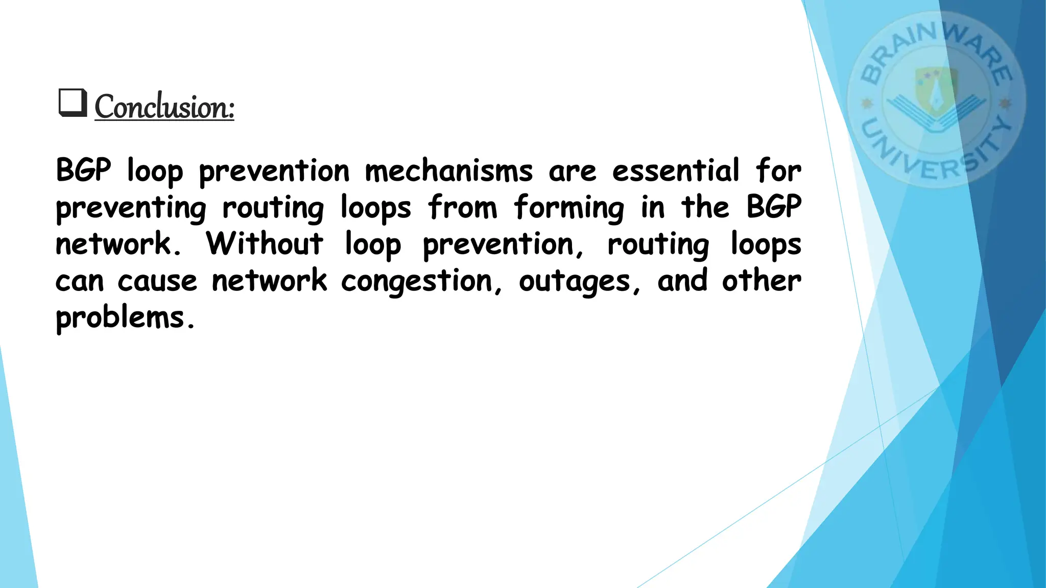 Loop prevention mechanism on BGP routing | PPTX