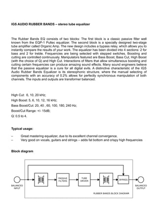 IGS Audio Rubber Bands - Pultec Style Tube EQ-Manual | PDF