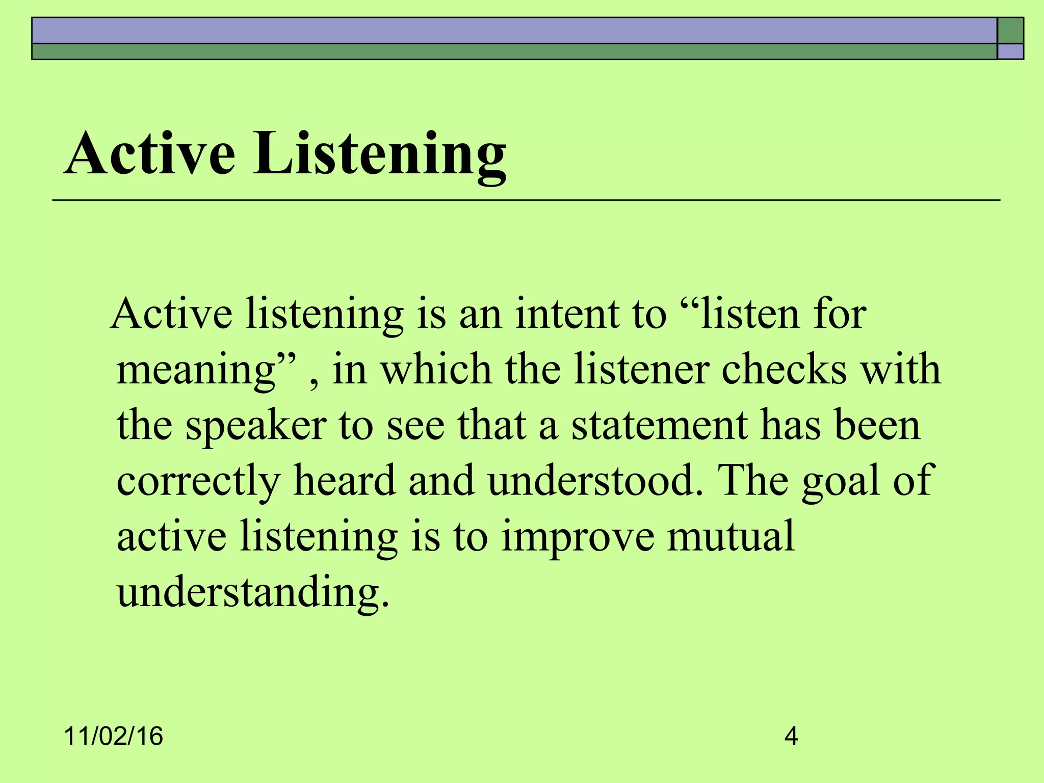 Active listening skill | PPT | Family and Relationships