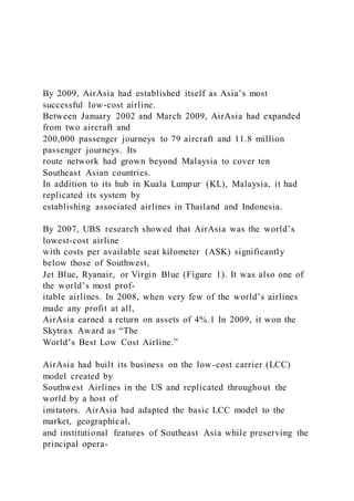 By 2009, air asia had established itself as asia’s most success | DOCX
