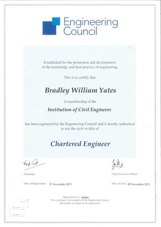 Engineering Council, Institution of Civil Engineers, Chartered Engineer Certificate | PDF