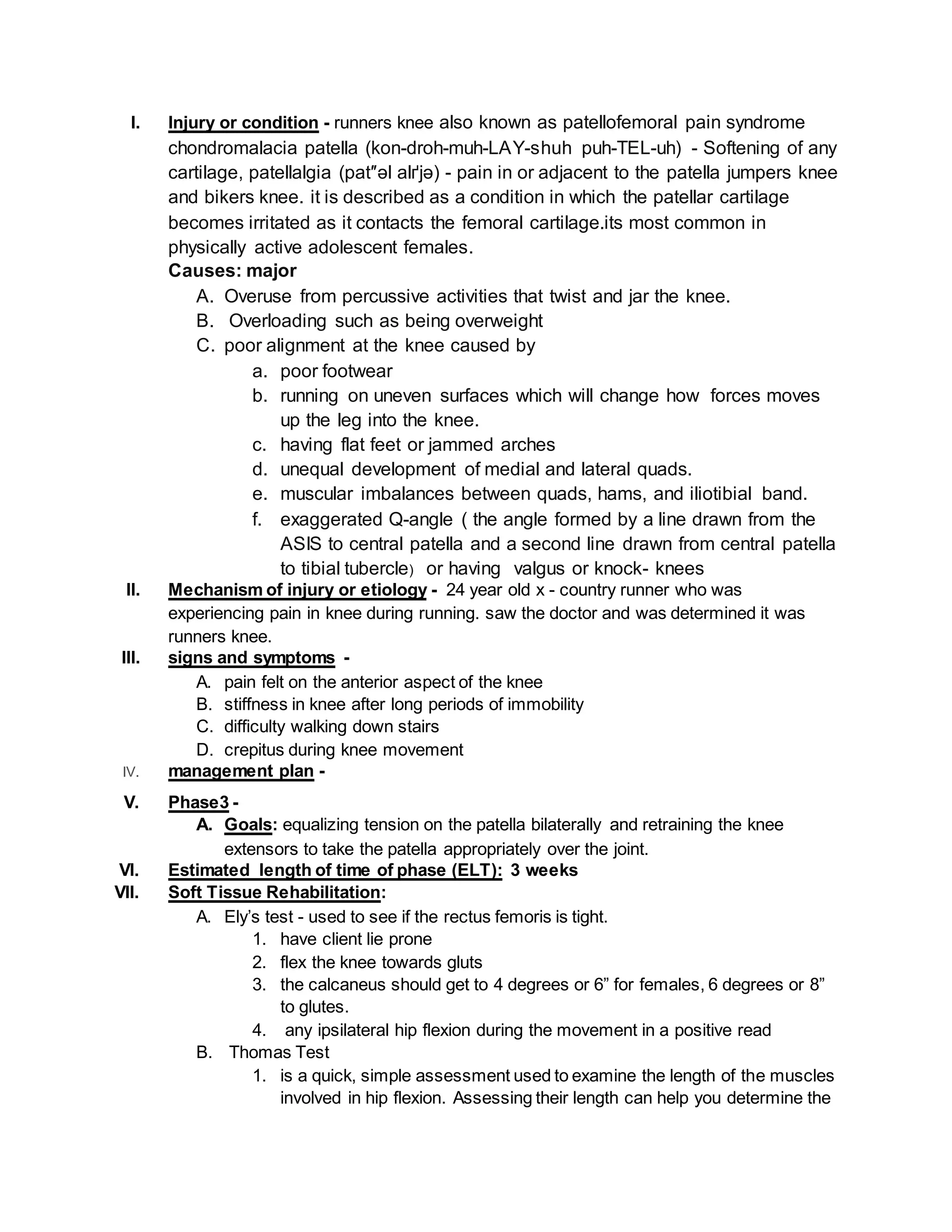 Runners knee | DOCX