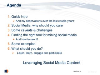 Bye, Bye Research. Hello Data Mining! Tapping into Social Media | PPT