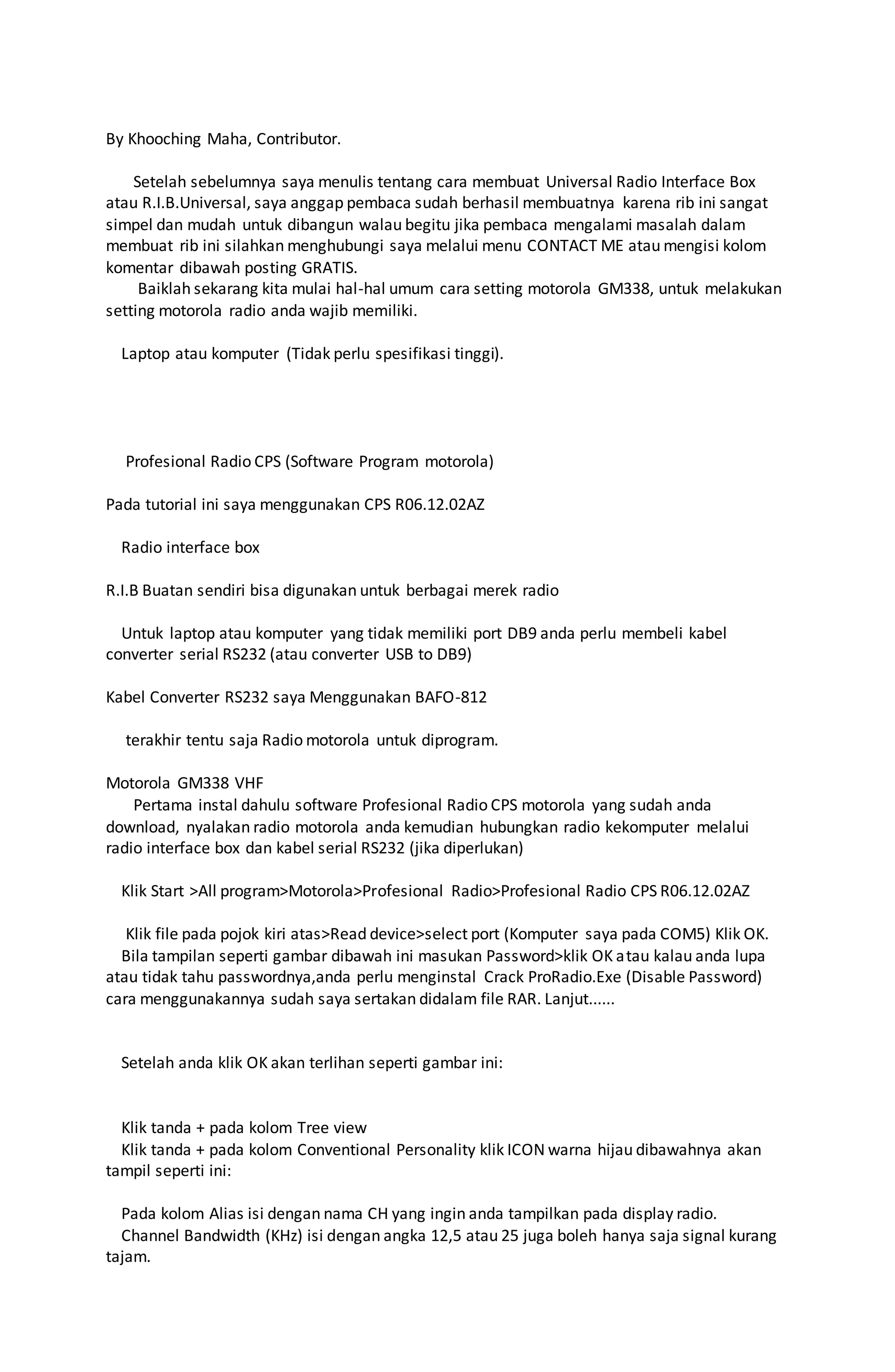setting motorola gm 338 | DOCX