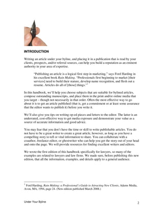Under Your Byline: 7 Steps to Getting Your Bylined Articles Published | PDF