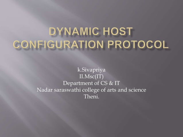 Dynamichost Configuration Protocol Ppt