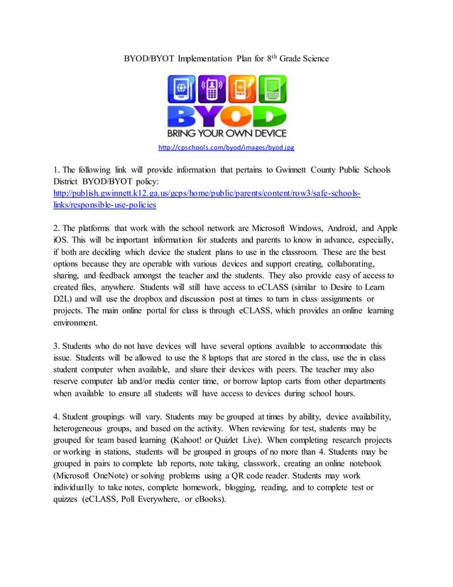 BYOD/BYOT Implementation Plan | DOCX | Computing | Technology & Computing