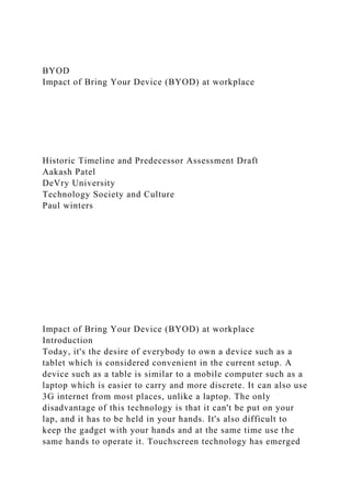 BYODImpact of Bring Your Device (BYOD) at workplace.docx | Internet ...