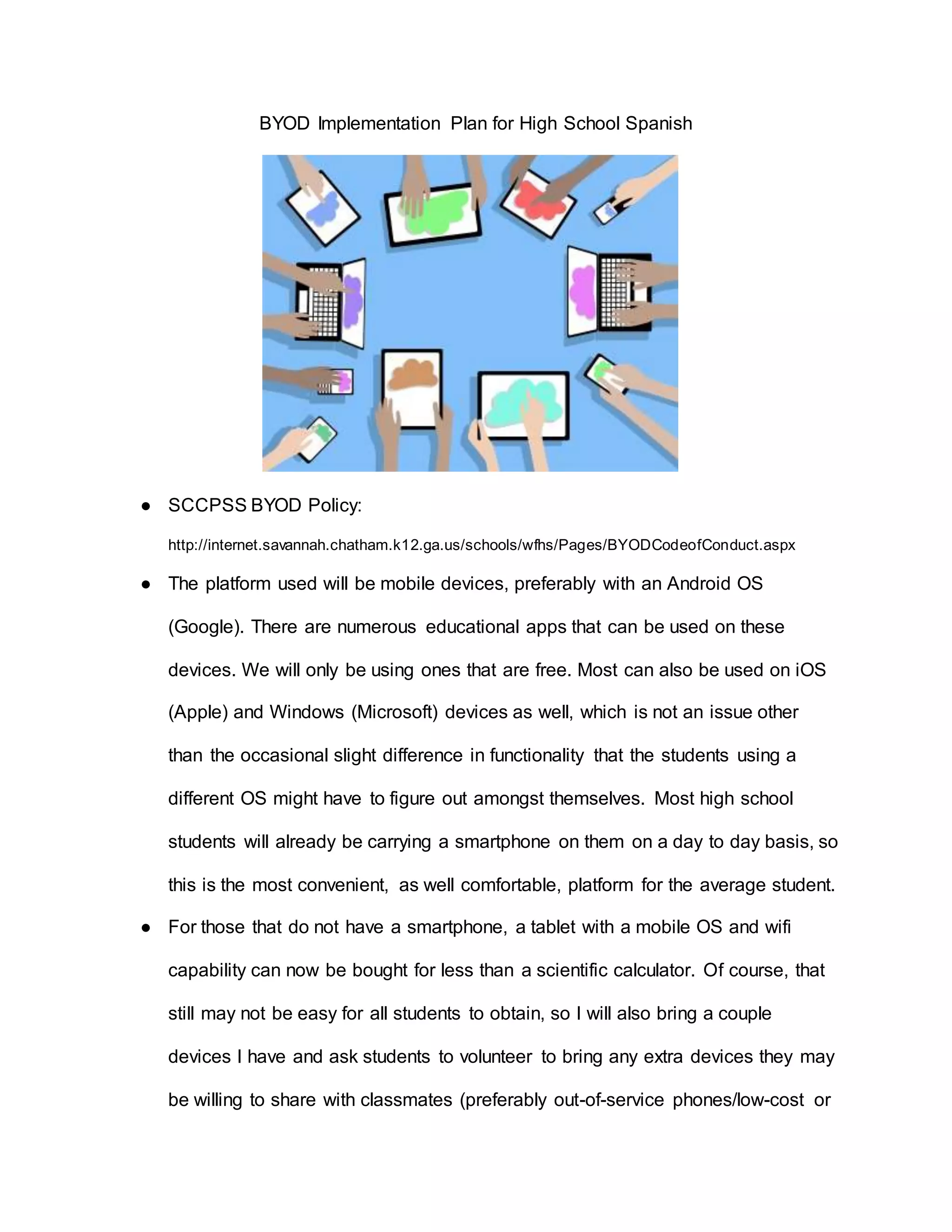 Byod implementation planforhighschoolspanish | PDF