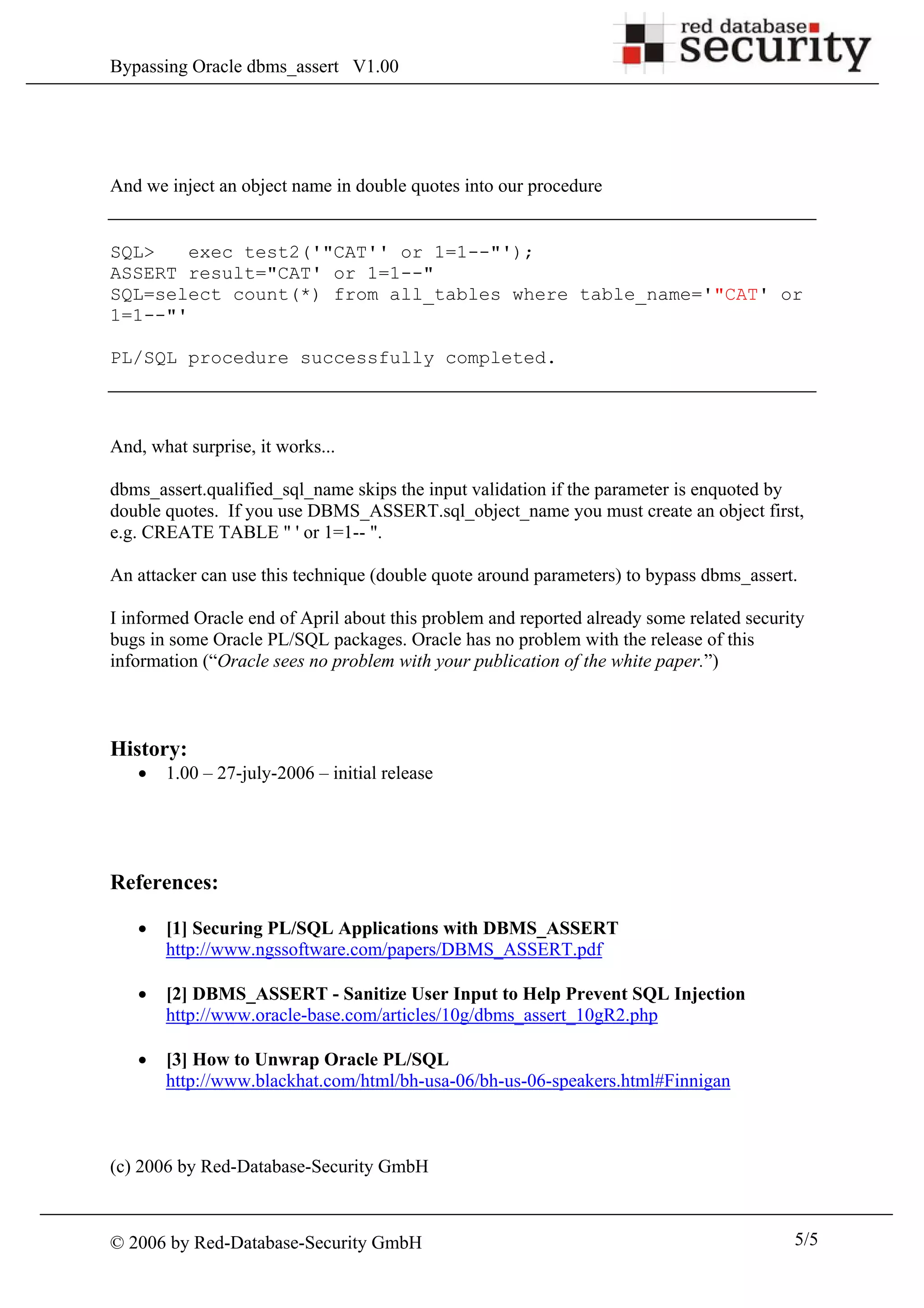 Bypass dbms assert | PDF | Databases | Computer Software and Applications