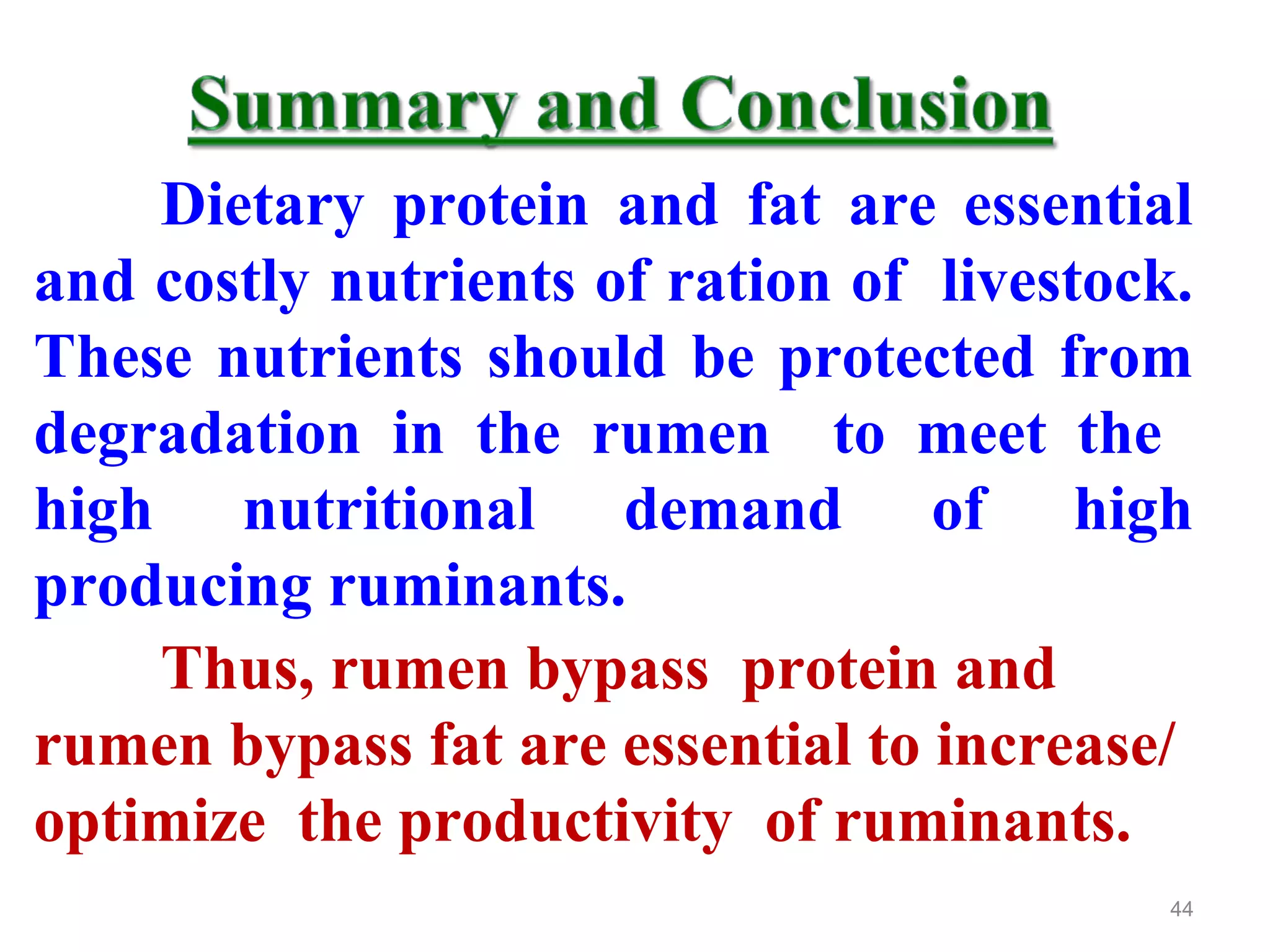 Bypass fat and bypass protein in livestock feeding | PPT