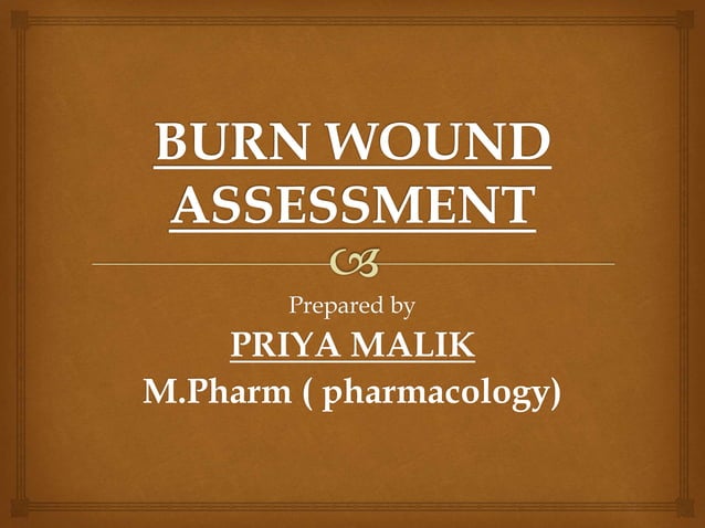 BURN WOUND ASSESSMENT by Priya Malik ( M.Pharm) | PPTX | First Aid | Injuries