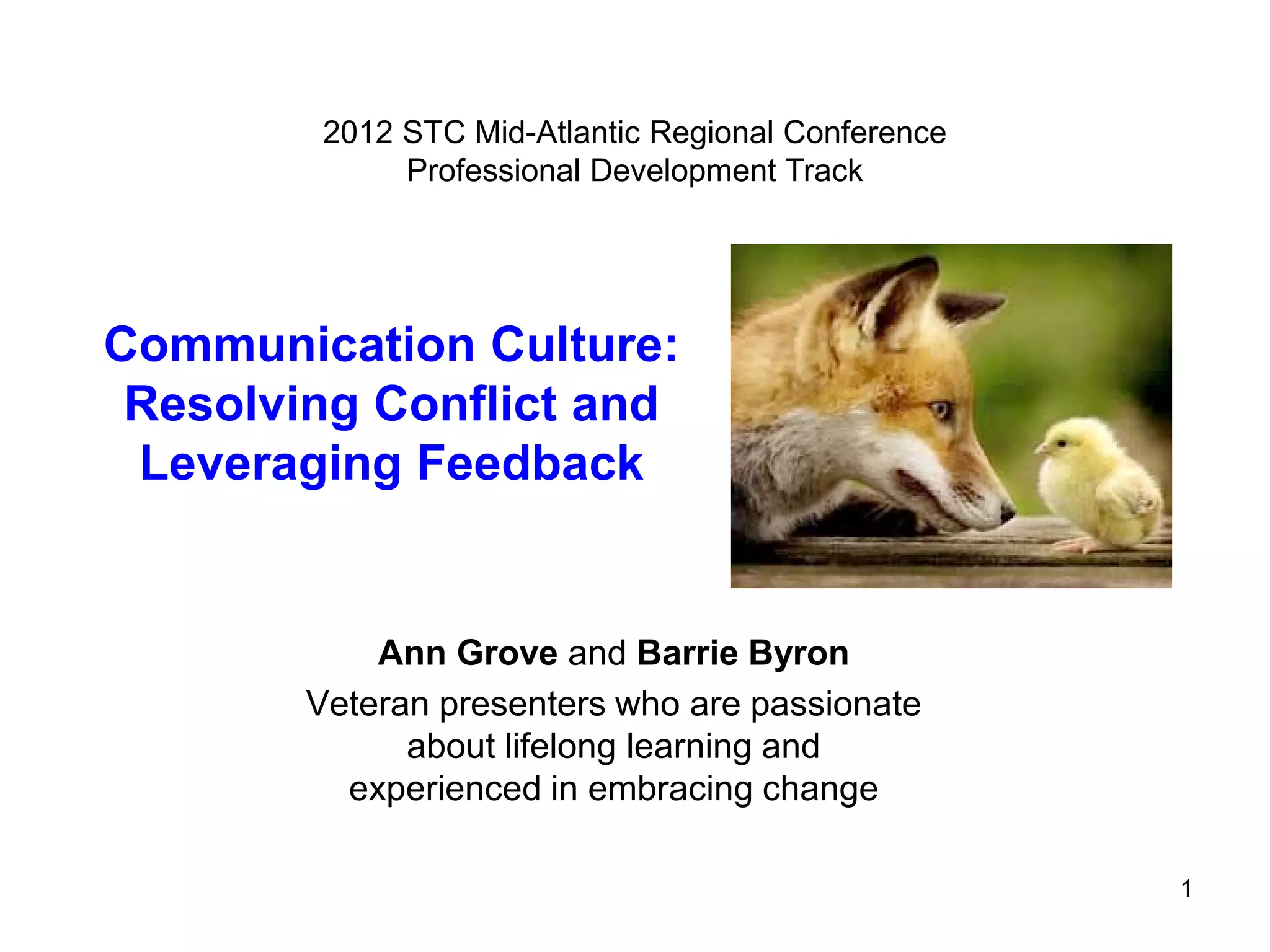 Communication Culture: Resolving Conflict and Leveraging Feedback | PDF
