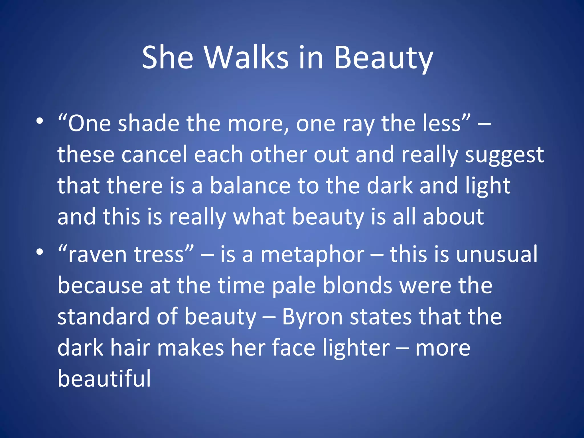 Byron She Walks in Beauty | PPT