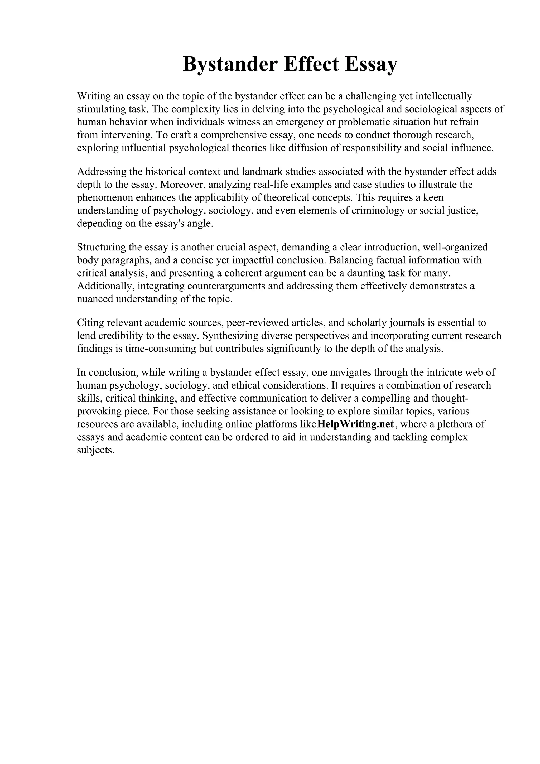 Bystander Effect Essay | PDF