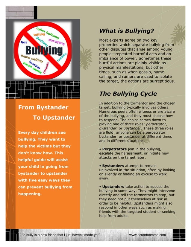 Scranton MMA anti Bully Education Bystander to upstander | PDF