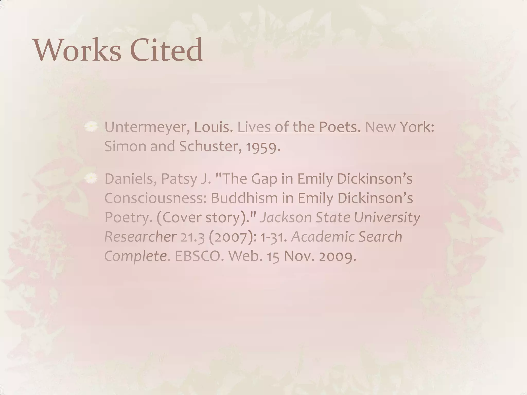 The Influences of Emily Dickinson | PPT