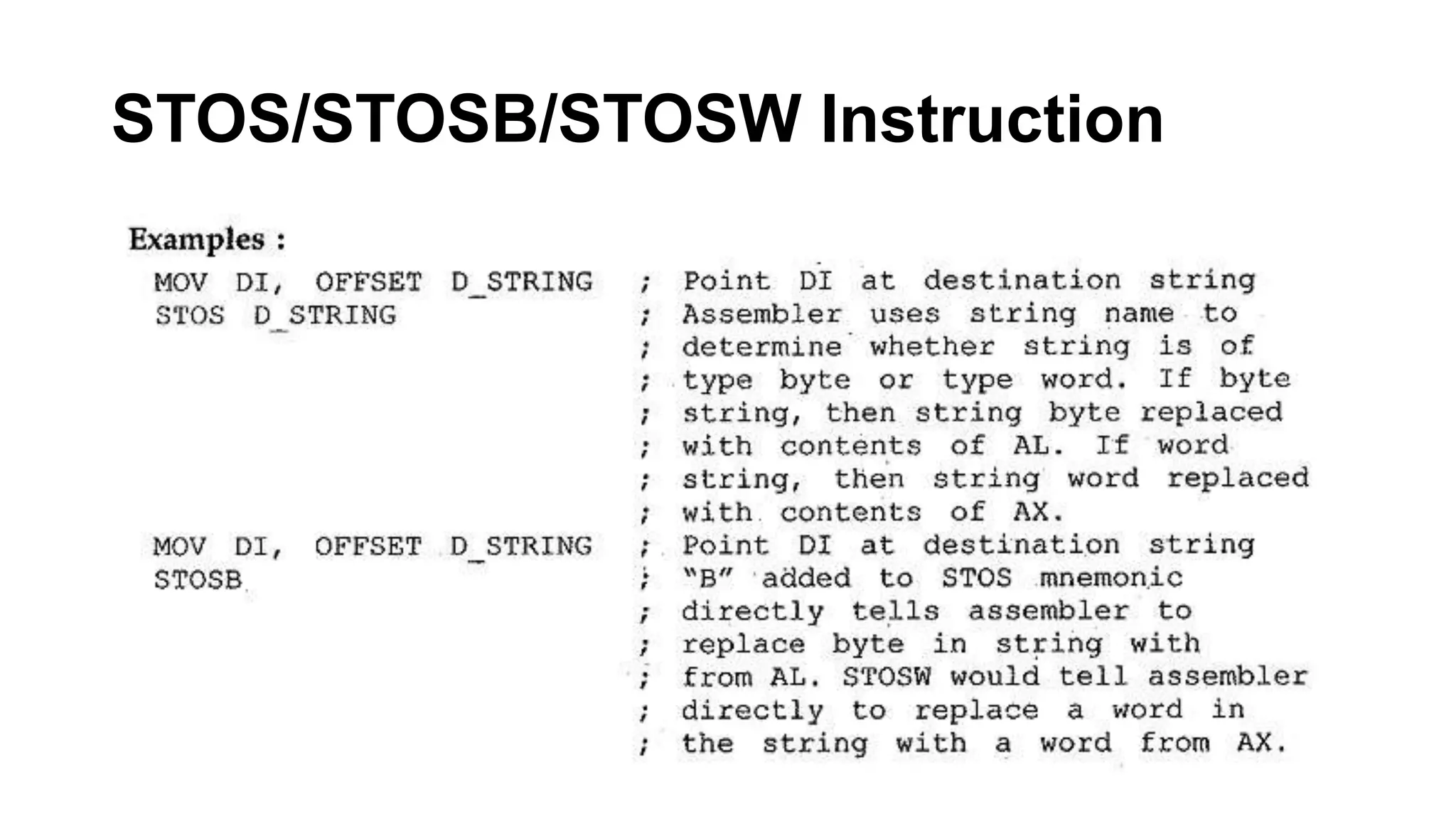 Byte and string manipulation 8086 | PPTX