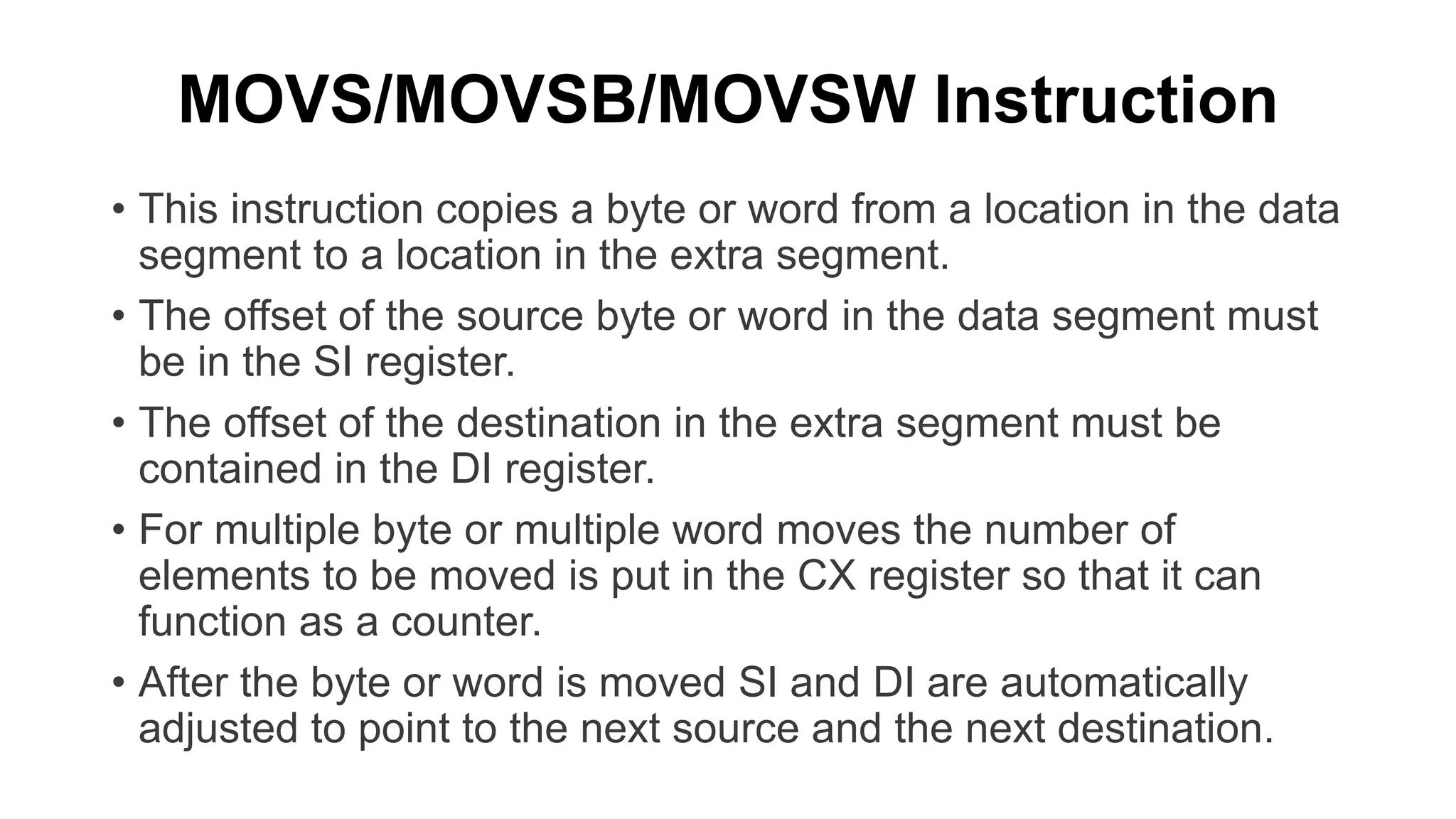 Byte and string manipulation 8086 | PPTX